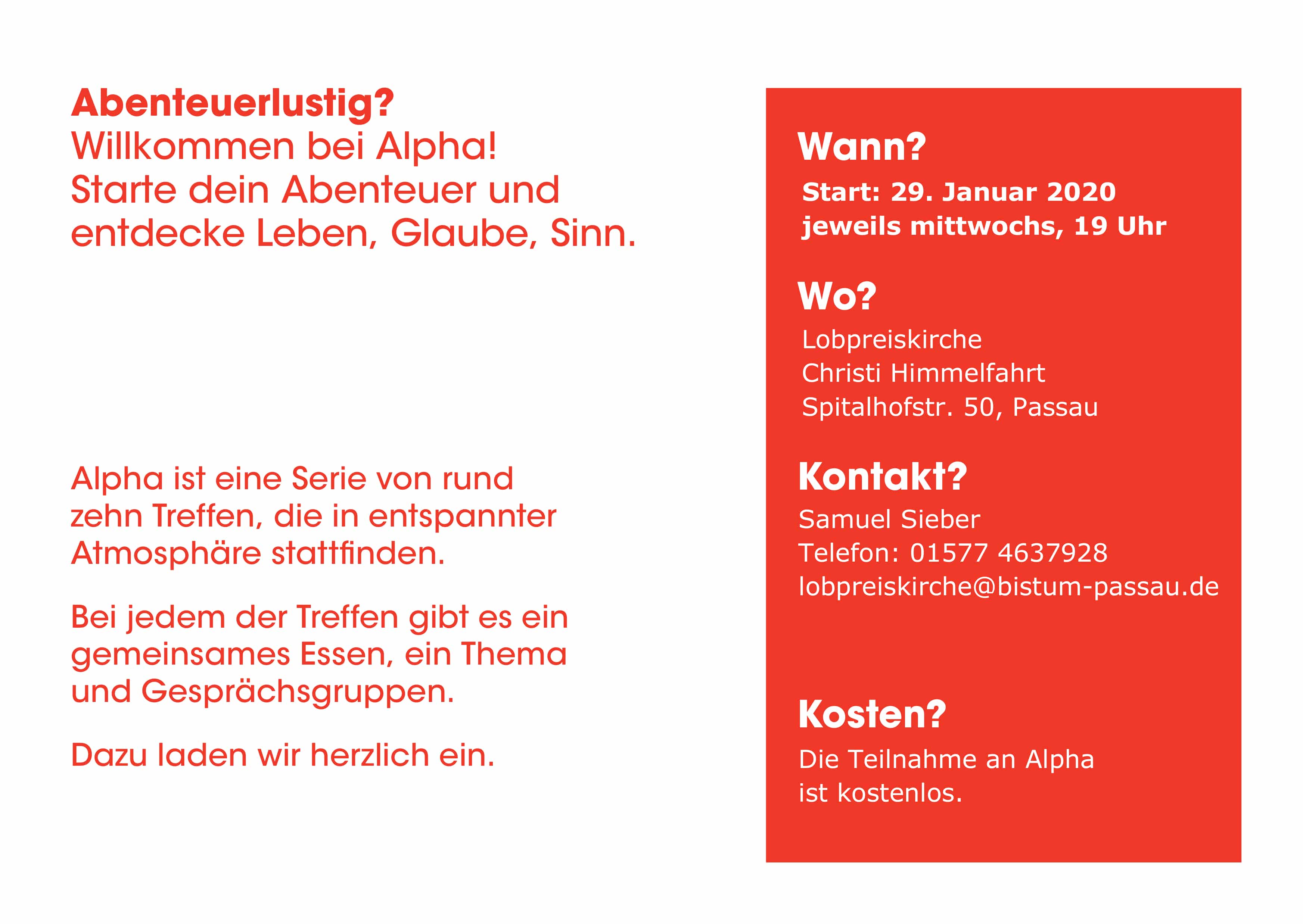 Neuer Alphakurs startet! - Neuevangelisierung